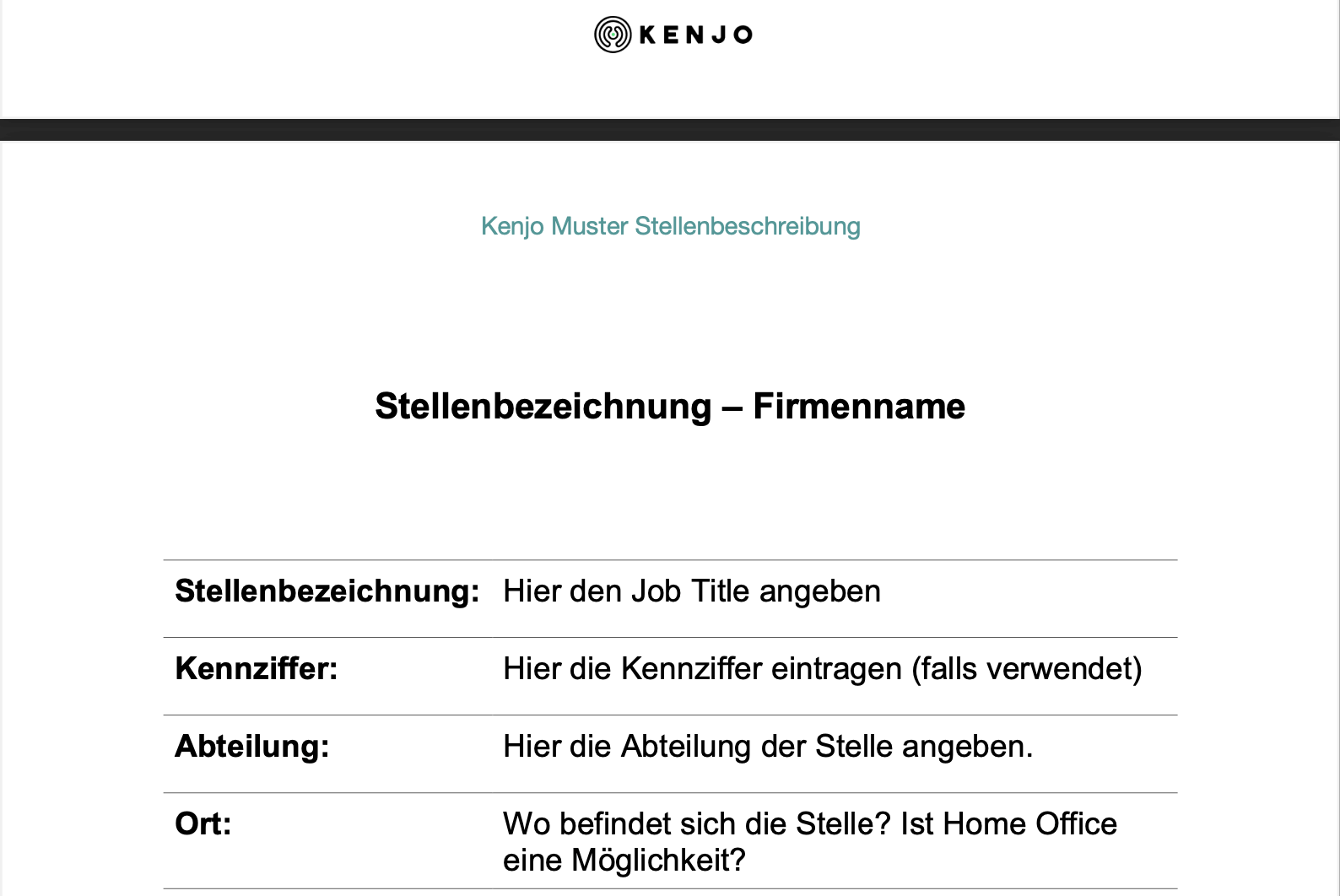 Kostenlose Stellenbeschreibung Vorlage | Kenjo Kostenlose Stellenbeschreibung Vorlage | Kenjo